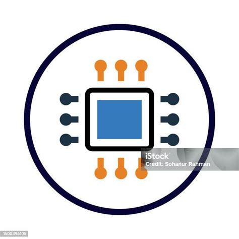 Chipset Cpu Mikroprosesor Microchip Perangkat Keras Teknologi Ikon Microchip Ilustrasi Stok