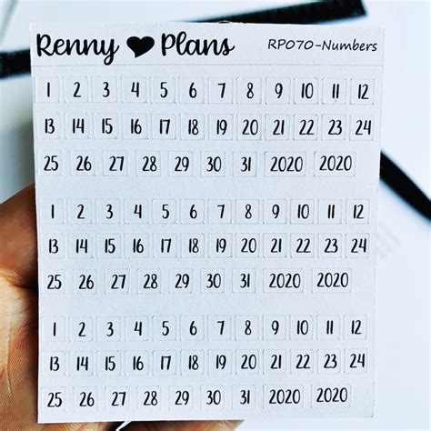 Tiny Numbers Square Tiny Script Stickers Planner Stickers Etsy