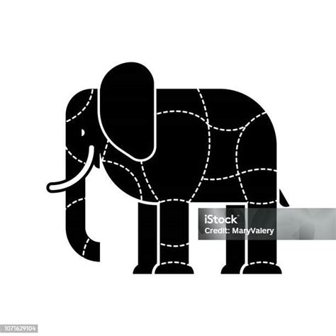 고기 코끼리의 커트 주교의 다른 부분 고기 실루엣 구성표 라인입니다 육 짐승을 절단 하는 방법 고기에 대 한 포스터 정육점 다이어그램을 저장합니다 바베 큐 스테이크 음식