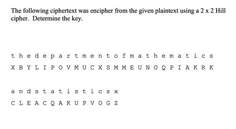 Solved The Following Ciphertext Was Encipher From The Given