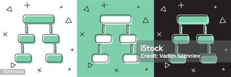 흰색과 녹색 검은 색 배경에 격리 된 비즈니스 계층 구조 기관 차트 인포그래픽 아이콘을 설정합니다 기업 조직 구조 그래픽 요소