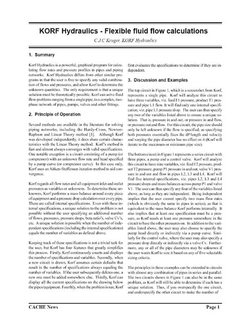 Korf Hydraulics Flexible Fluid Flow Calculations Pdf Pdf