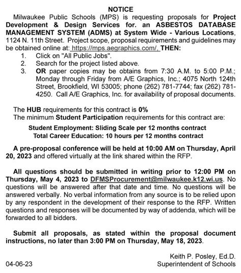 Mps Requesting Proposals For Project Design And Development For An