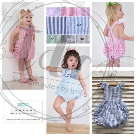 Seersucker Ruffle Sunsuit Monogramed Personalized Etsy