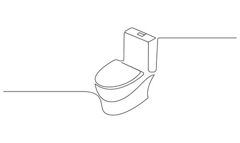 Toilet Icon High Commode One Continuous Simple Line Drawing Concept Of