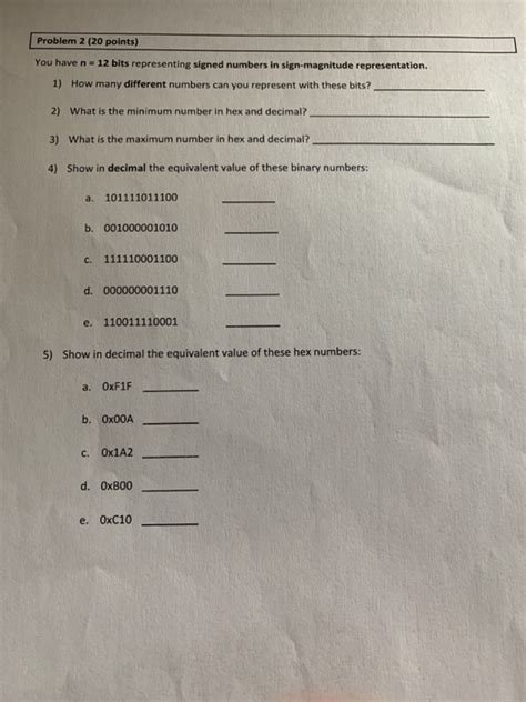 solved problem 2 20 points you have n 12 bits