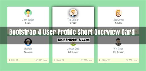 Bootstrap 4 User Profile Short Overview Card Design Card Design Cards User Profile