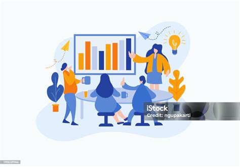 벡터 플랫 일러스트는 분석 전략의 아이디어를 통해 생각하고있는 사람들 문자의 그룹 사업 을 시작할 준비를 합니다 브레인 스토밍 프로젝트의 팀 관리 개념입니다 벡터에 대한