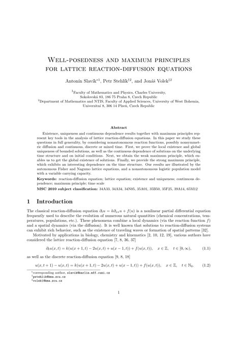 Pdf Well Posedness And Maximum Principles For Lattice Reaction