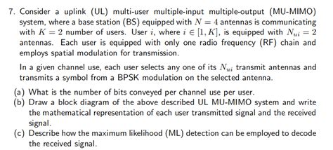 7 consider a uplink ul multi user multiple input