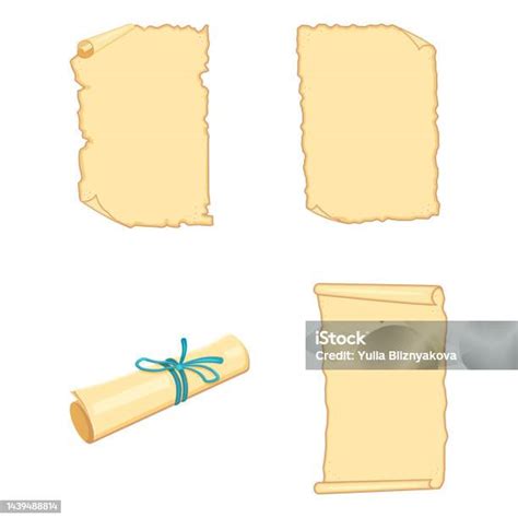 오래된 양피지의 두루마리 텍스트를 위한 장소가 있는 고대 종이 롤 쓰기를 위한 파피루스의 빈티지 벡터 그림 아이콘에 대한 스톡 벡터 아트 및 기타 이미지 Istock