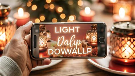 3d Icon Smartphone With Holographic Diwali Lanterns And Light Up Diwali