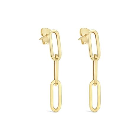 9ct Yellow Gold Paperclip Link Drop Earring My Jewellery Shop