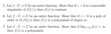 solved 5 let f c c be an entire function show that if z