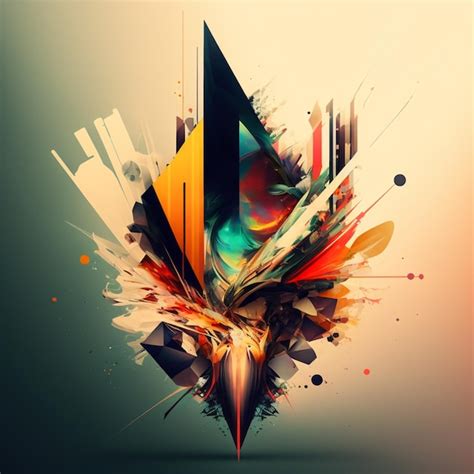 Premium Photo Abstract Digital Art Of A Colorful Geometric Design With A Black Triangle