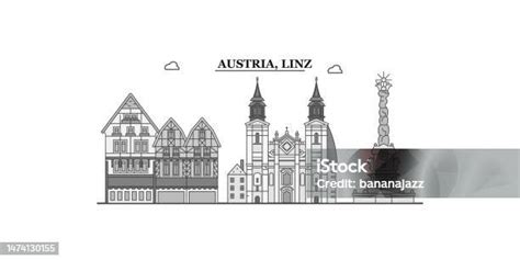 오스트리아 린츠 도시 스카이 라인 고립 된 벡터 일러스트 레이 션 아이콘 오스트리아 문화에 대한 스톡 벡터 아트 및 기타 이미지 오스트리아 문화 상징 일러스트레이션