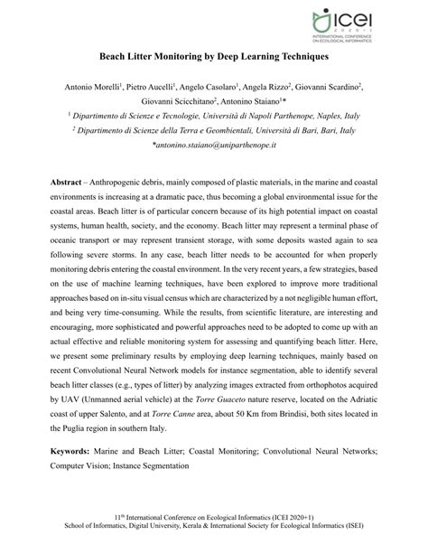 Pdf Beach Litter Monitoring By Deep Learning Techniques