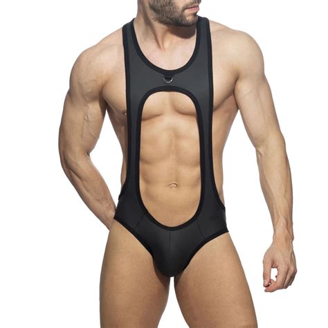 Midwennn Male Sexy Jumpsuit Solid Color Thong Hollow Sexy Underwear