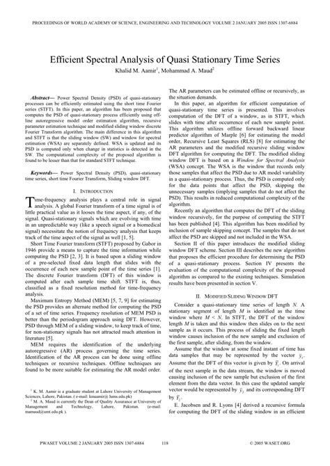 Pdf Efficient Spectral Analysis Of Quasi Stationary Time Series