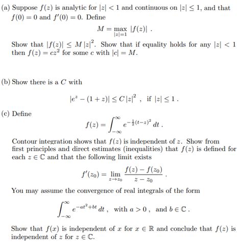 solved a suppose f z is analytic for ∣z∣