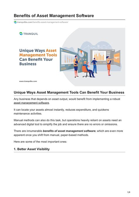 Benefits Of Asset Management Software Tranquil Business Software