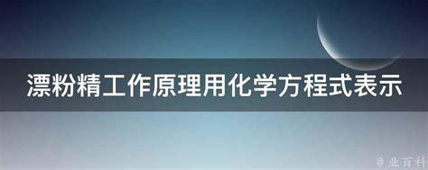 漂粉精工作原理用化学方程式表示 业百科