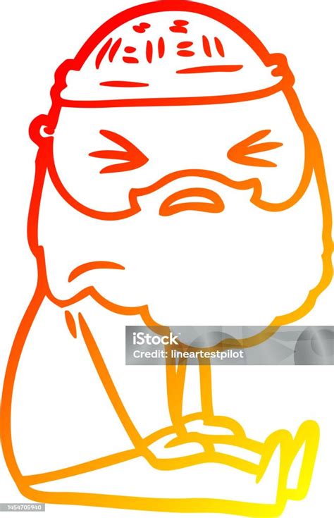수염을 가진 만화 남자의 따뜻한 그라데이션 선 그리기 개성 개념에 대한 스톡 벡터 아트 및 기타 이미지 개성 개념 그라데이션 낙서 드로잉 Istock