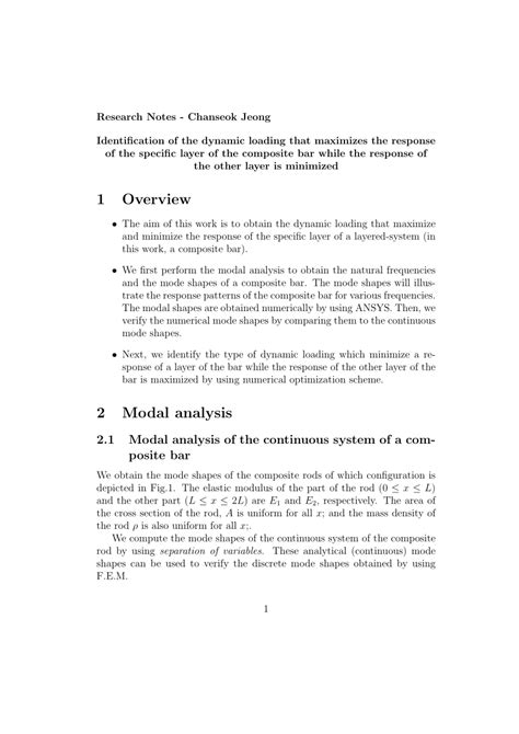 Pdf The Modal Analysis And The Mode Superposition Analysis Of The