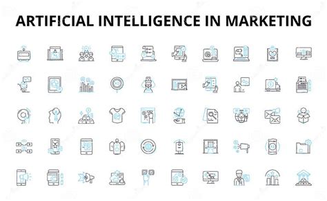 Artificial Intelligence In Marketing Linear Icons Set Automation