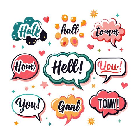 Colorful Speech Bubbles With Various Words And Phrases Premium Ai
