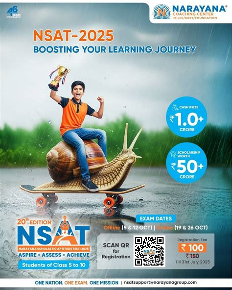 Narayana 🛫 𝗧𝗔𝗞𝗘 𝗙𝗟𝗜𝗚𝗛𝗧 𝗧𝗢 𝗦𝗨𝗖𝗖𝗘𝗦𝗦 𝗪𝗜𝗧𝗛 𝗡𝗦𝗔𝗧 𝟮𝟬𝟮𝟱 Register For 𝗡𝗦𝗔𝗧 𝟮𝟬𝟮𝟱 Narayana Scholastic