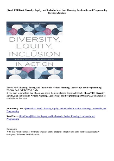 Download Pdf Diversity Equity And Inclusion In Action Planning