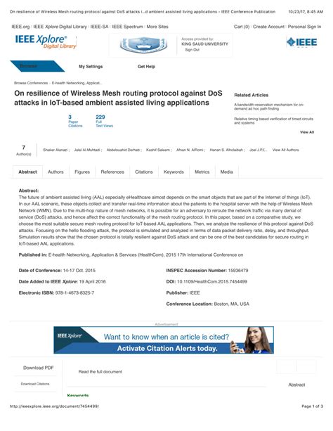 Pdf On Resilience Of Wireless Mesh Routing Protocol Against Dos
