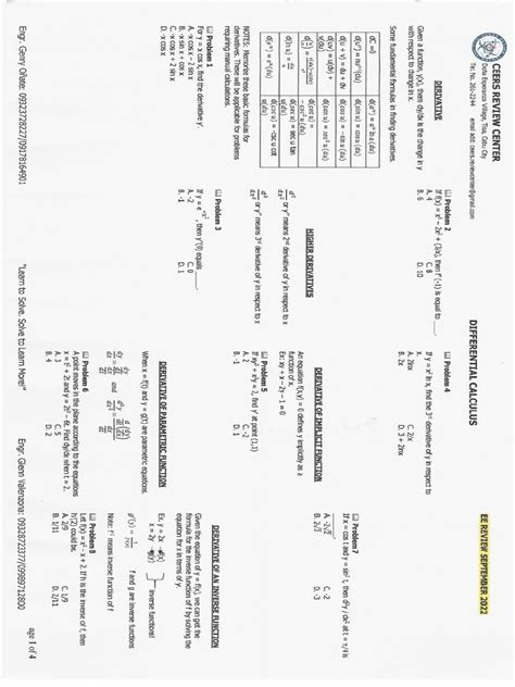 Differential Calculus Handout Pdf Pdf