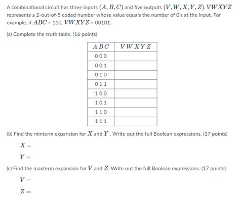 solved a combinational circuit has three inputs a b c