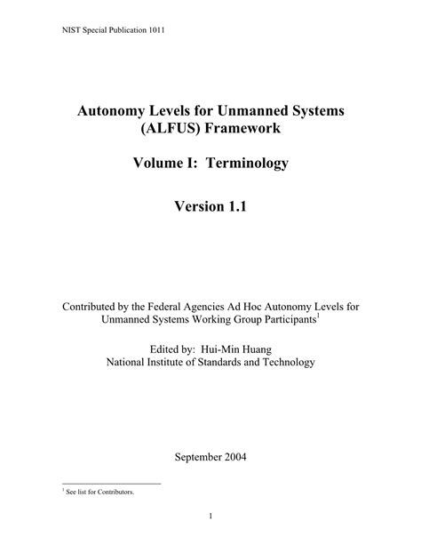 Autonomy Levels For Unmanned Systems Alfus Framework Docslib
