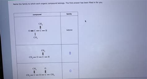 Solved Name The Family To Which Each Organic Compound Chegg Com