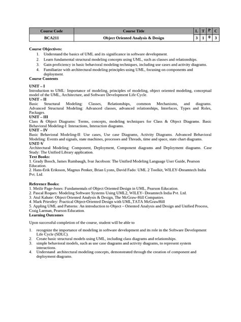 ooad syllabus pdf unified modeling language use case