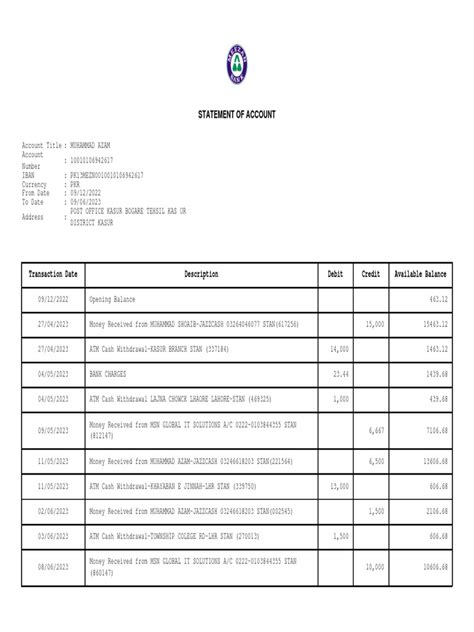 Meezan Bank Statement Pdf