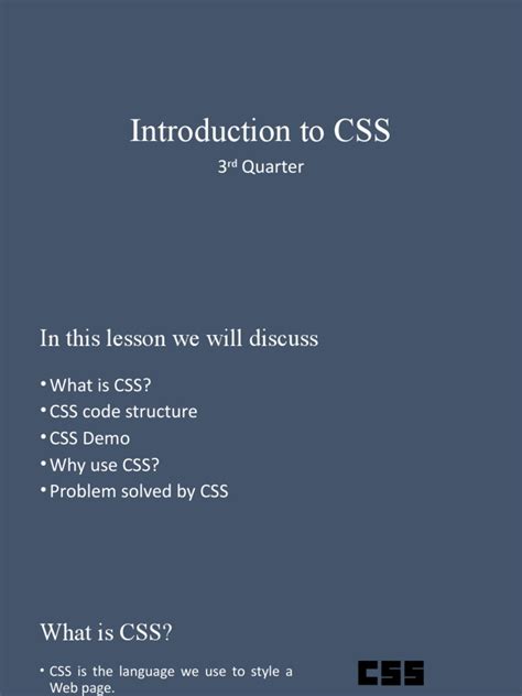 Lesson 31 Introduction To Css Pdf