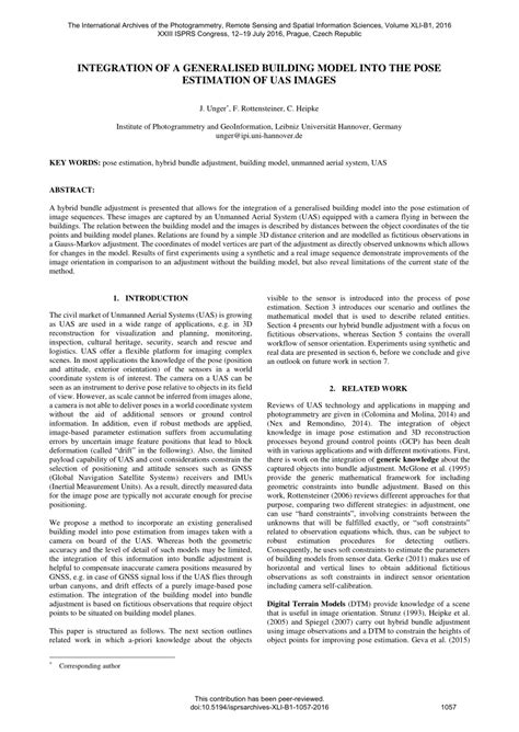 Pdf Integration Of A Generalised Building Model Into The Pose Estimation Of Uas Images