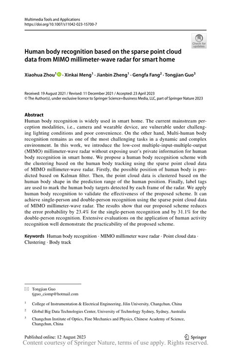 Human Body Recognition Based On The Sparse Point Cloud Data From Mimo Millimeter Wave Radar For