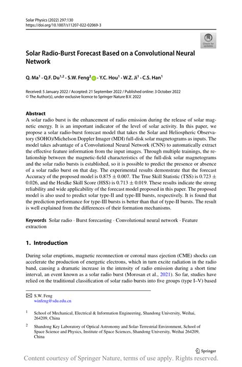 Solar Radio Burst Forecast Based On A Convolutional Neural Network Request Pdf