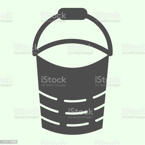 버킷 솔리드 아이콘입니다 흰색 배경에 건물 또는 국내 양동이 문양 스타일 그림 모바일 개념 및 웹 디자인을위한 집안일 및 정원 장비 표지판 벡터 그래픽 가사 집안일에 대한