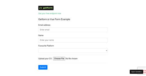 Vue Getform Recaptcha Form Example Forked Codesandbox