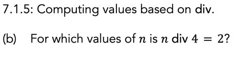 Solved 715 Computing Values Based On Divb ﻿for Which