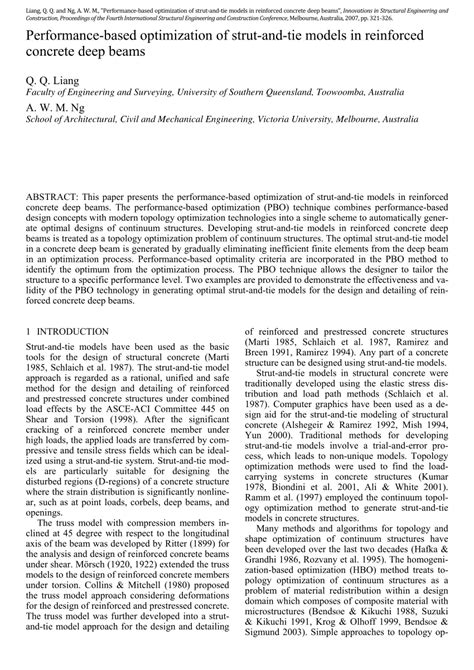 Pdf Performance Based Optimization Of Strut And Tie Models In Reinforced Concrete Deep Beams