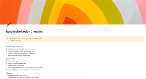 Notion Responsive Design Checklist Template