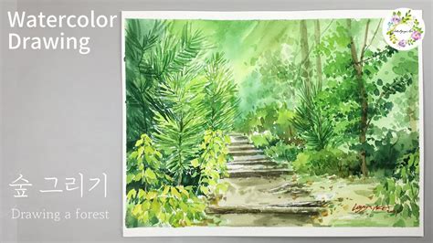 [수채화 그림그리기] 수채화수업 빵과 정물 미니샐러드 따라 그리기 A15