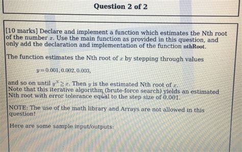 Solved Question 2 Of 2 10 Marks Declare And Implement A